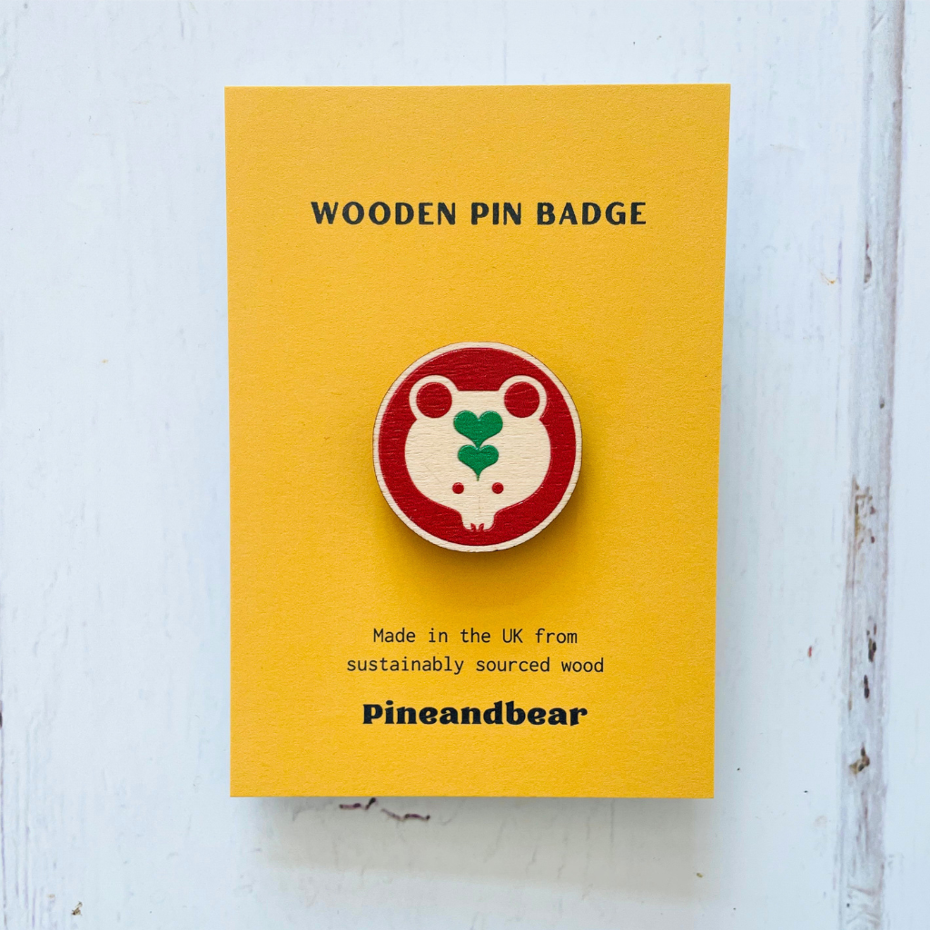 Bear Wooden Pin Badge | Eco Friendly pin Badge | Pineandbear – pineandbear