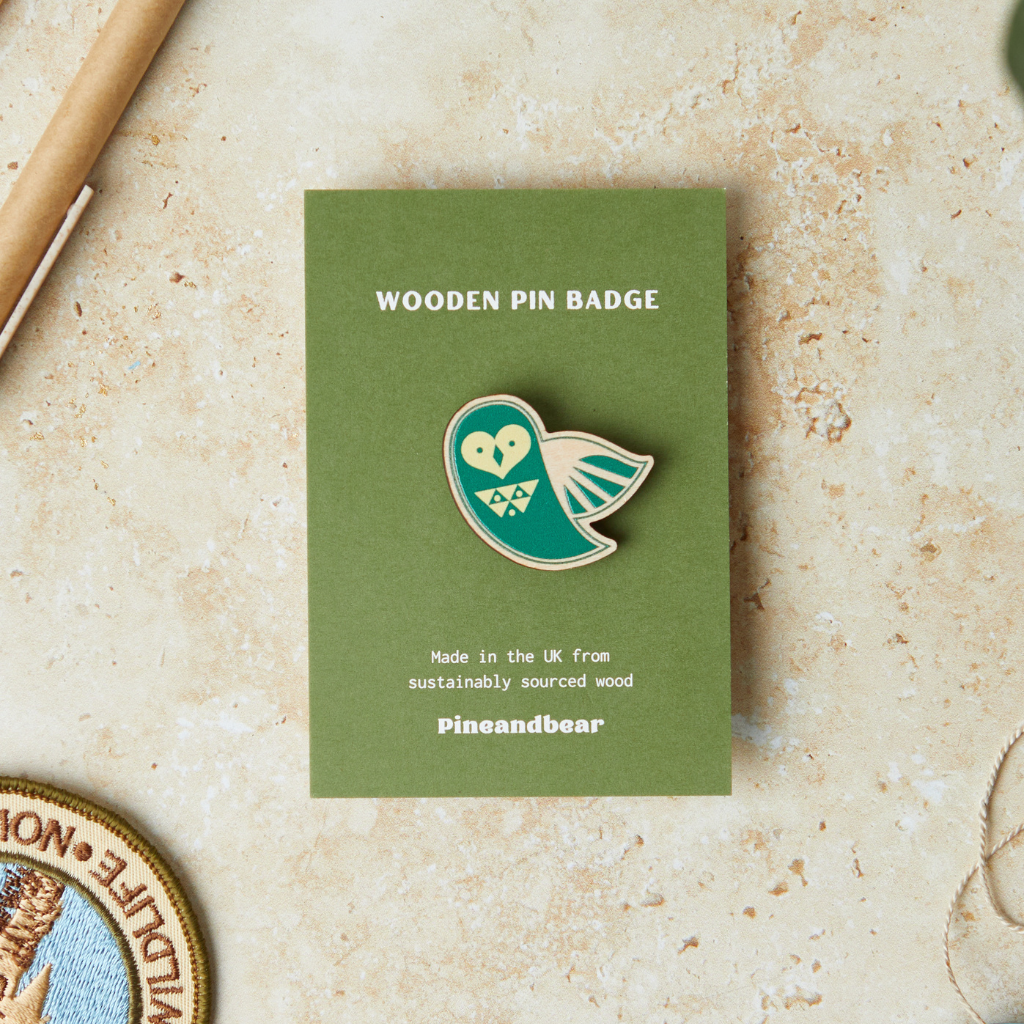 Wooden Owl Pin Badge | Eco friendly Pin Badge | Pineandbear – pineandbear