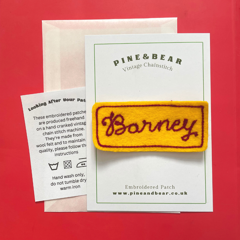 Personalised Name Badge | Christmas Chain Stitch Patch | Pineandbear ...