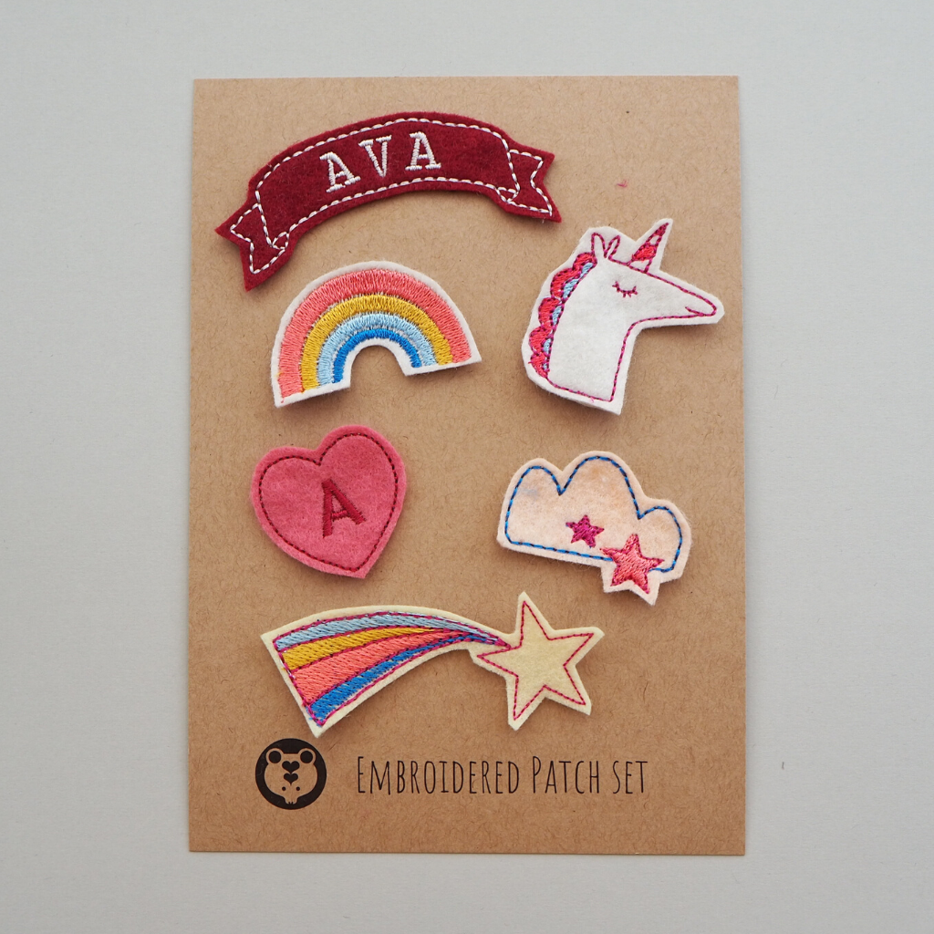 Personalised Embroidered Patch Set | Kids Patches | Pineandbear ...